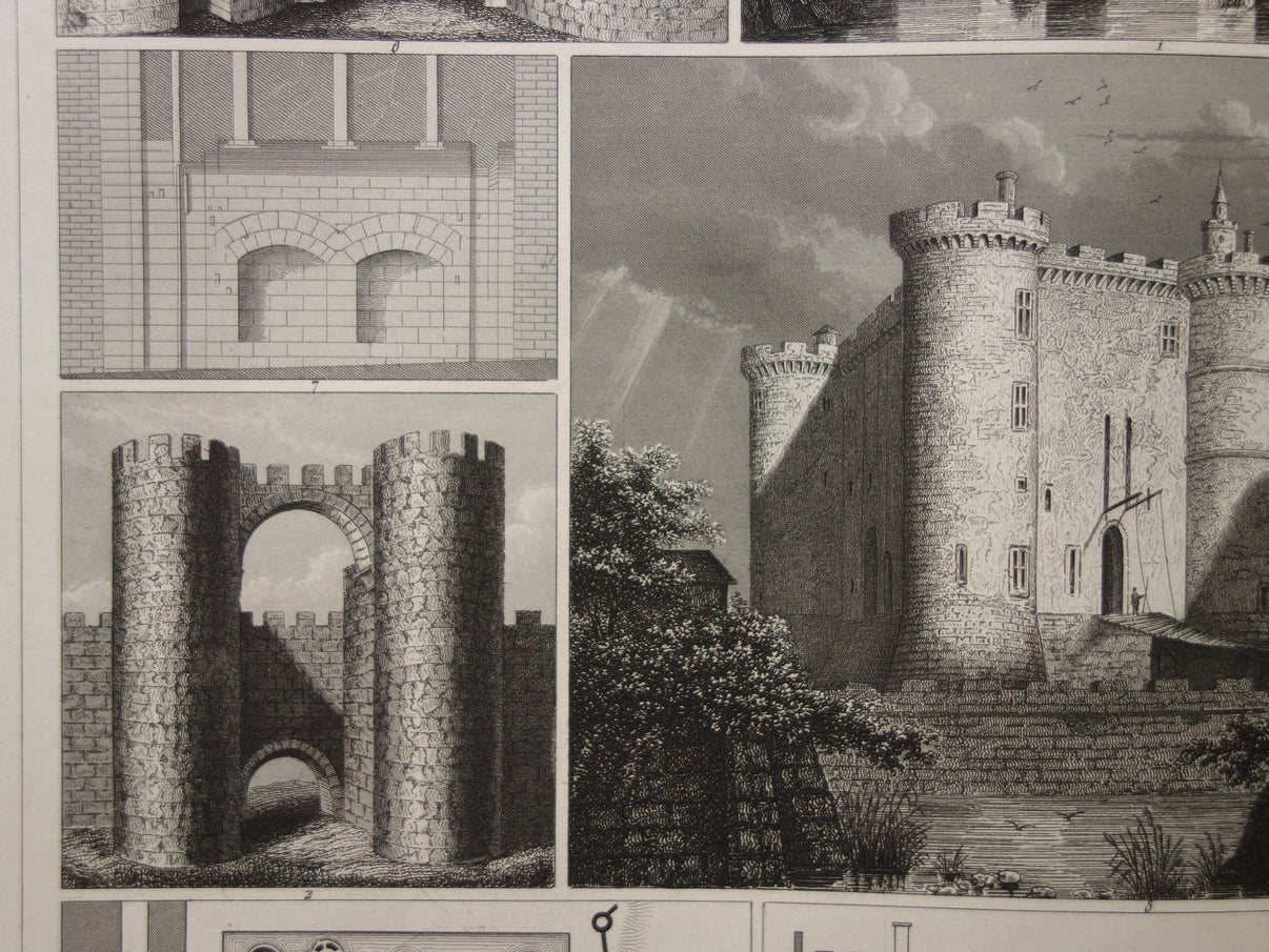 VESTINGEN uit de Middeleeuwen oude prent over historische fortificatie ...