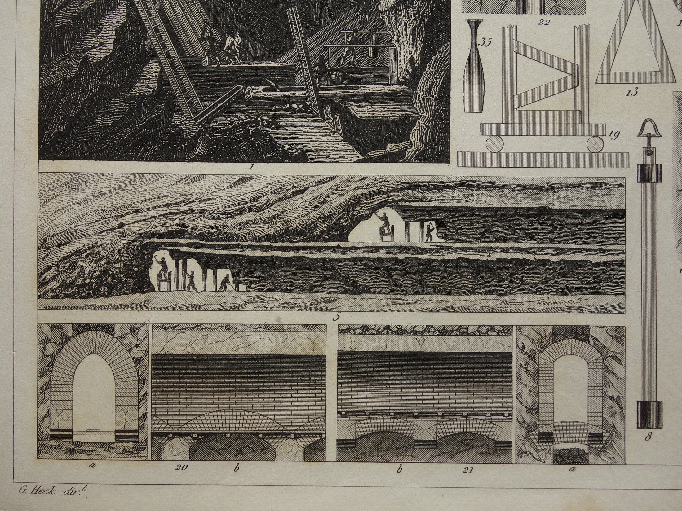 Mijnbouw Oude Prent Over Mijnen Originele Antieke Print Mijn Mijnwerke